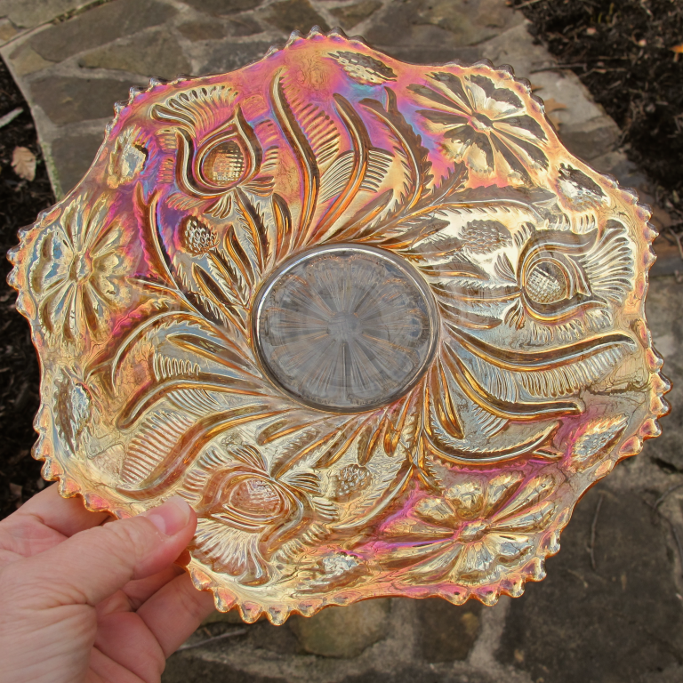 Antique US Glass Field Thistle Marigold Carnival Glass Plate – Carnival ...