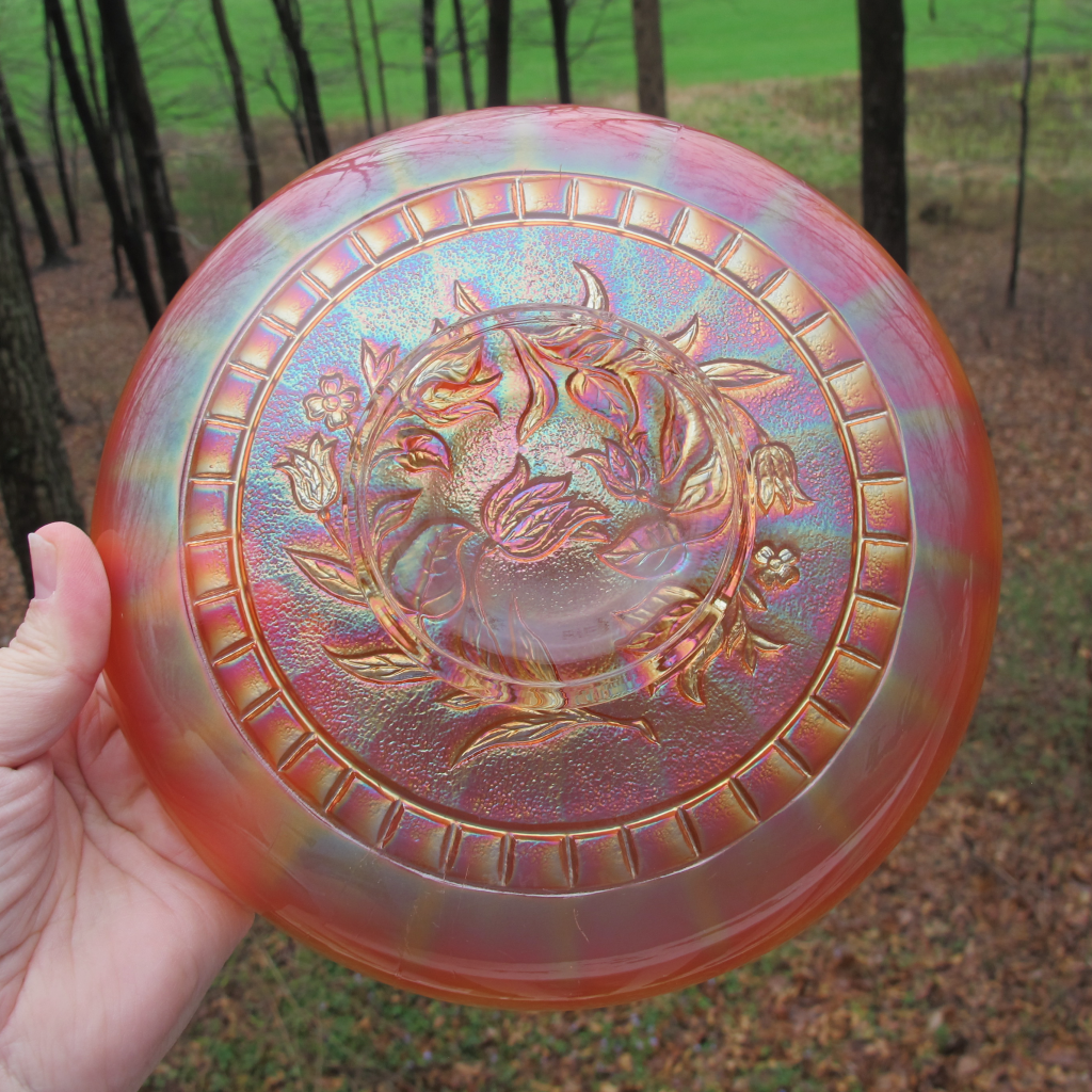 Antique Dugan Windflower Marigold Carnival Glass DEEP Round Bowl ...