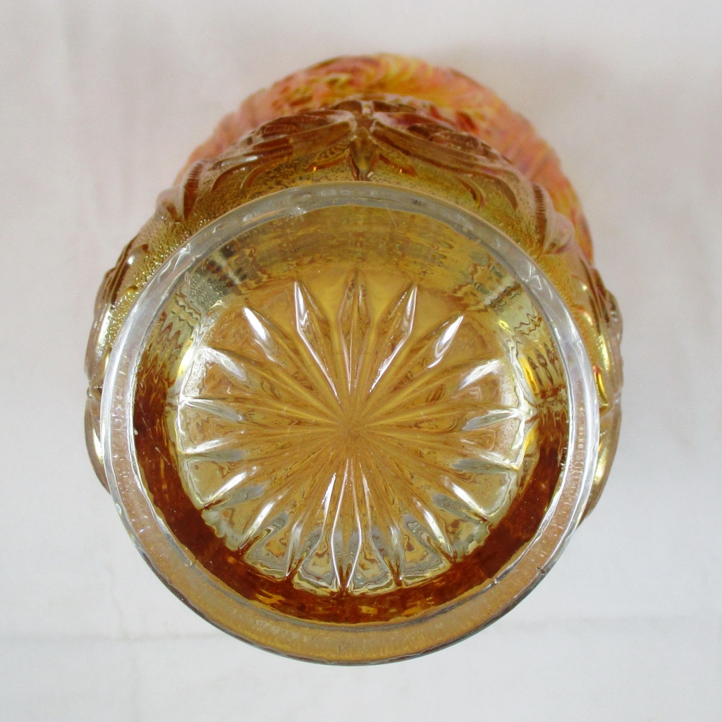 Imperial Marigold Scroll & Flower Panels Carnival Glass Cupped In Vase ...