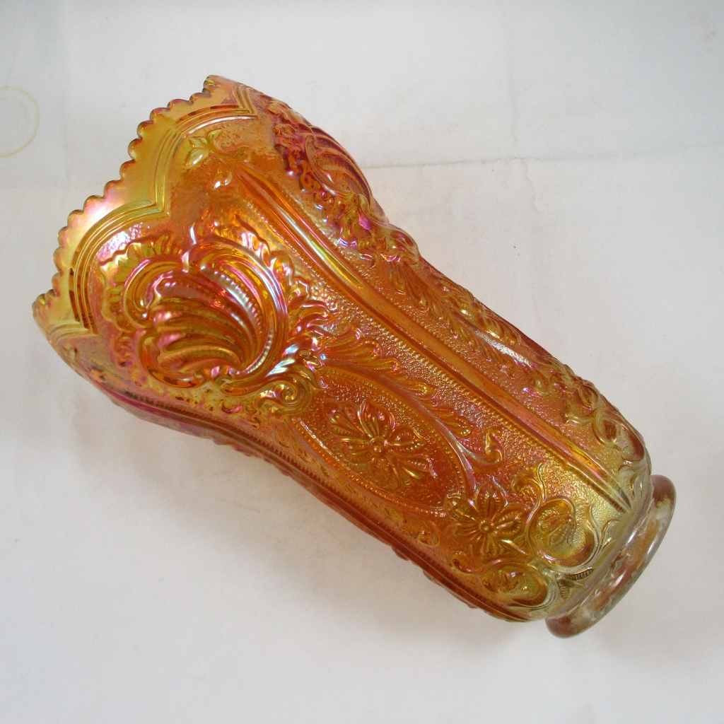 Imperial Marigold Scroll & Flower Panels Carnival Glass Cupped In Vase ...
