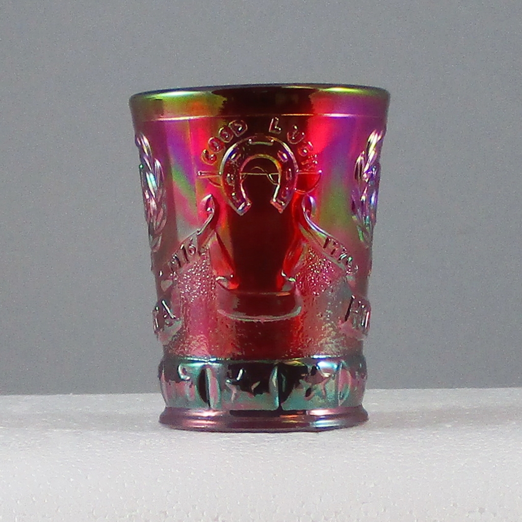 Fenton for HOACGA Red Good Luck Carnival Glass Shot Glass Bicentennial ...
