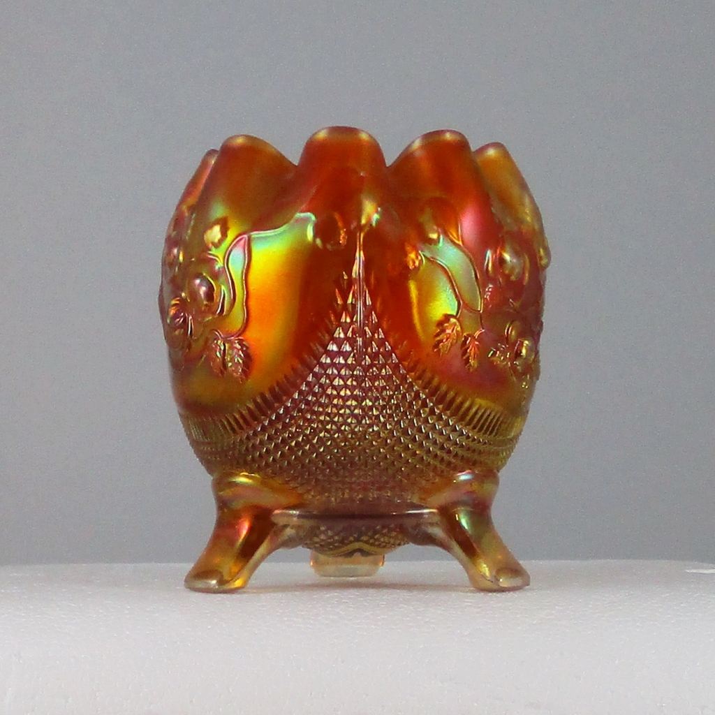 Antique Northwood Finecut & Roses Marigold Carnival Glass Rose Bowl ...