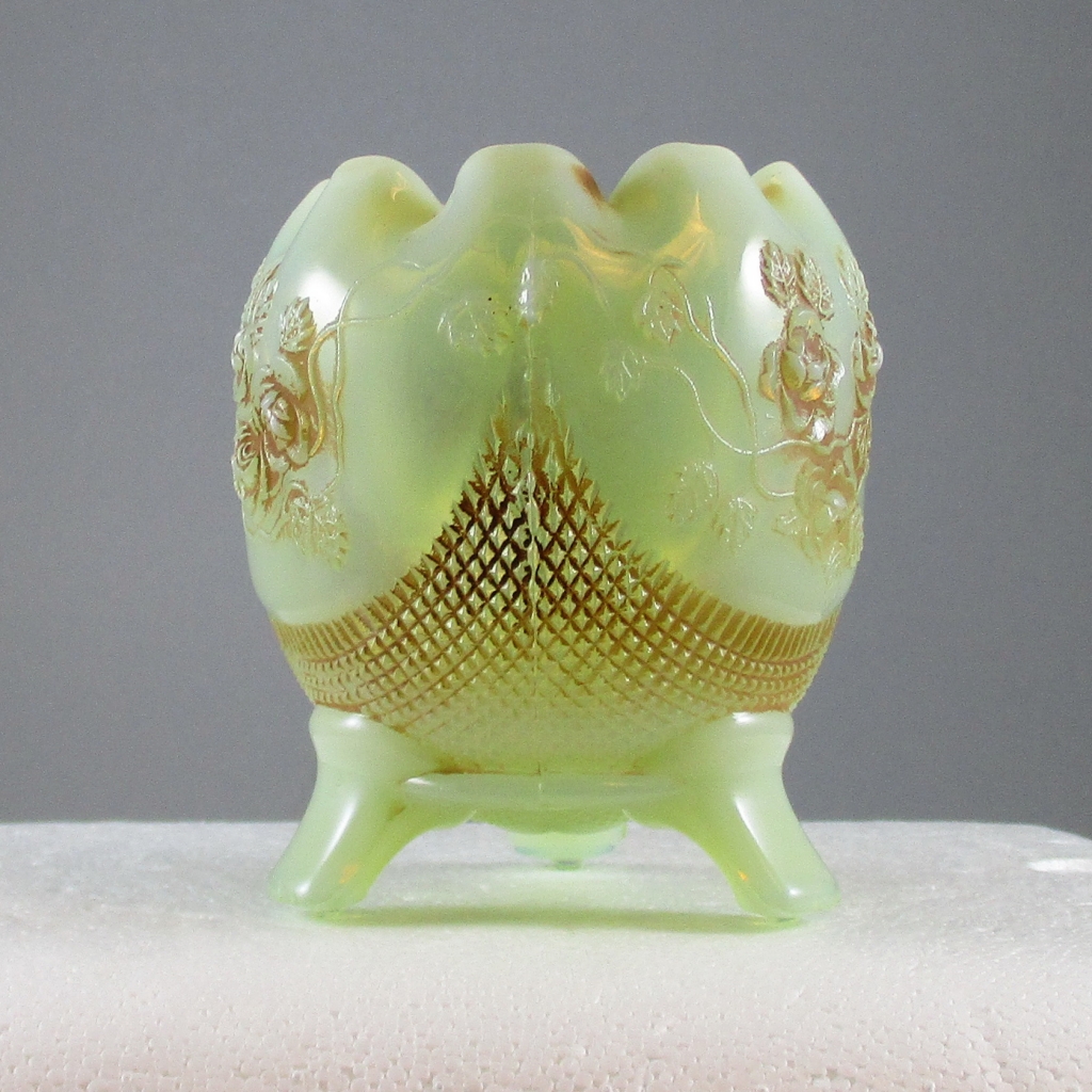 Antique Northwood Finecut & Roses Nutmeg Stain Custard Glass Rose Bowl ...