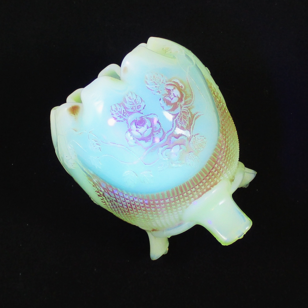 Antique Northwood Finecut & Roses Nutmeg Stain Custard Glass Rose Bowl ...