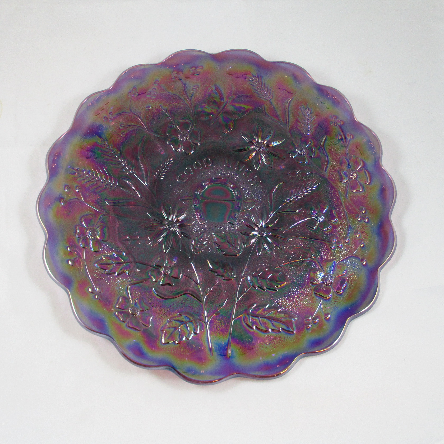 Fenton Lavender Purple Good Luck Carnival Glass Chop Plate Carnival Glass Fenton Lavender Purple Good Luck Carnival Glass Chop Plate Carnival Glass