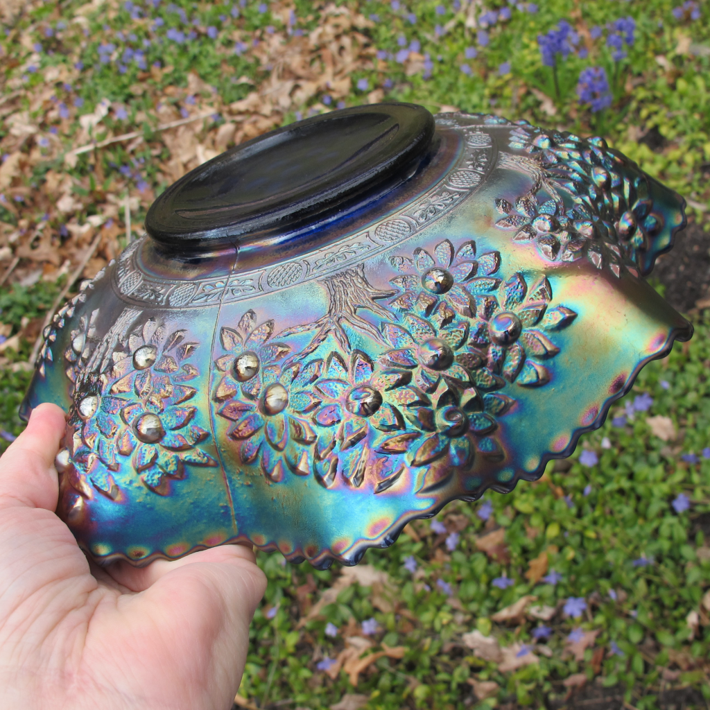 Antique Fenton Cherry Chain Blue Carnival Glass LARGE Bowl – Carnival Glass