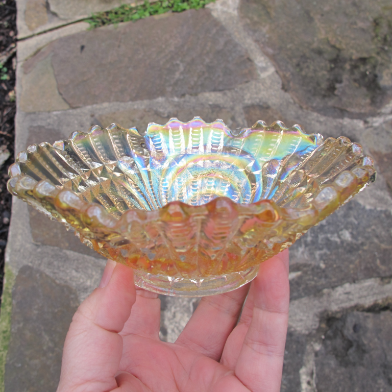 Antique Imperial Clambroth Scroll Embossed Carnival Glass Bowl ...