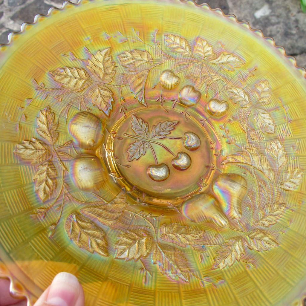 Antique Northwood Three Fruits Marigold Carnival Glass Plate – Carnival ...