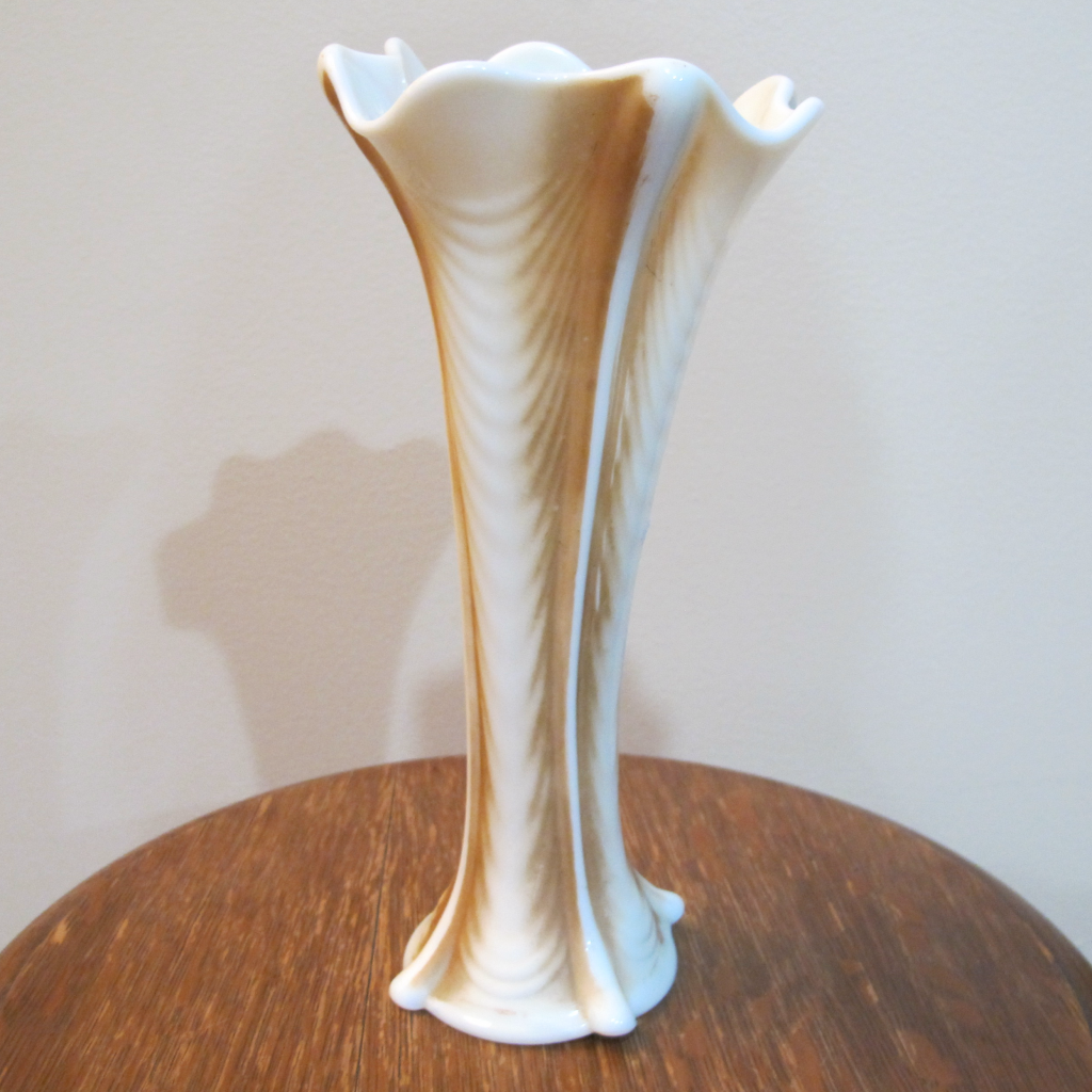 Antique Northwood Nutmeg Stained Drapery Custard Glass Vase – Carnival ...