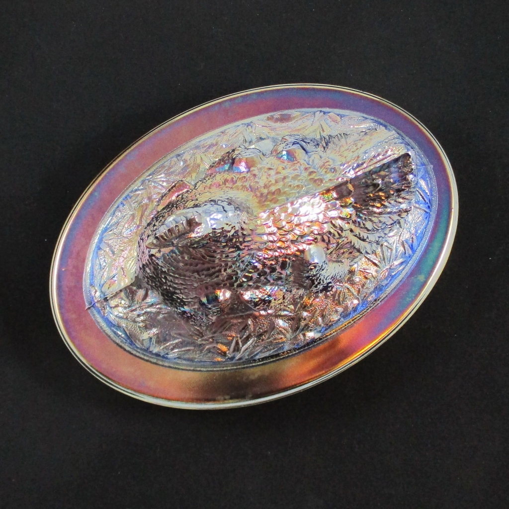 Antique Sowerby Blue Covered Hen on Nest Carnival Glass Butter Dish ...