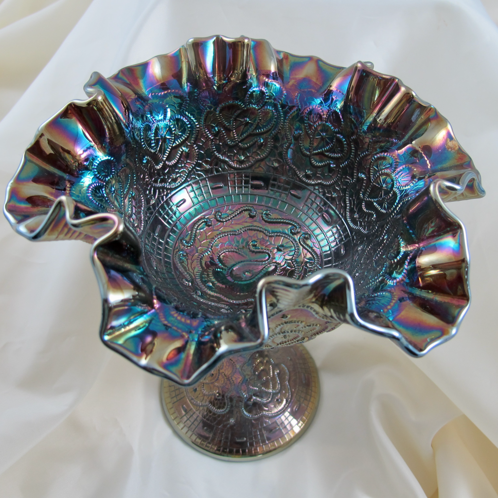 Fenton Amethyst Persian Medallion Carnival Glass Crimped Ruffled ...
