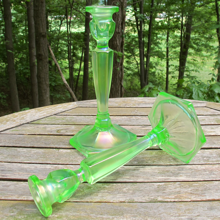 Antique Fenton Ice Green Florentine Stretch Carnival Glass ...