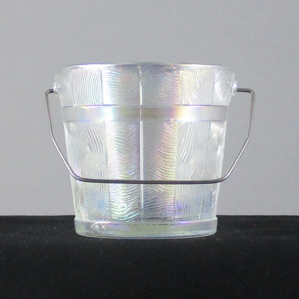 LE Smith White Oaken Bucket Carnival Glass Wire Handled Bucket ...
