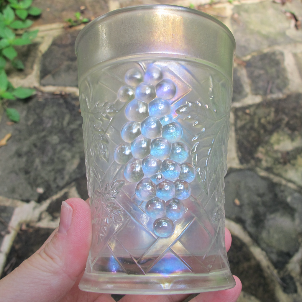 Antique Northwood Grape Arbor White Carnival Glass Tumbler – Carnival Glass