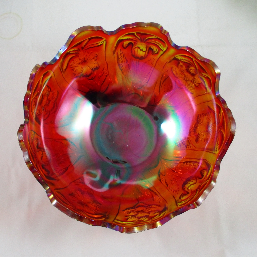 Imperial Sunset Ruby Iris Carnival Glass Master Bowl – Carnival Glass