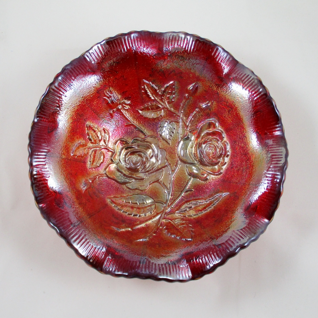 Imperial Open Rose Sunset Ruby Red Carnival Glass Bowl – Carnival Glass