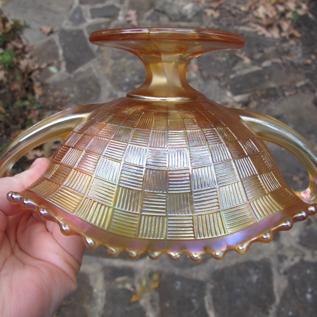 Antique Northwood Fruits & Flowers Marigold Carnival Glass Bon Bon ...