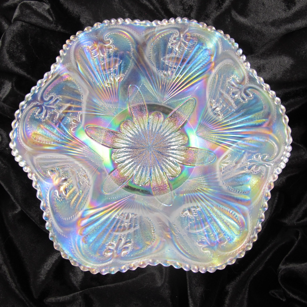 Antique Dugan Petal & Fan White Carnival Glass Large Bowl – Carnival Glass