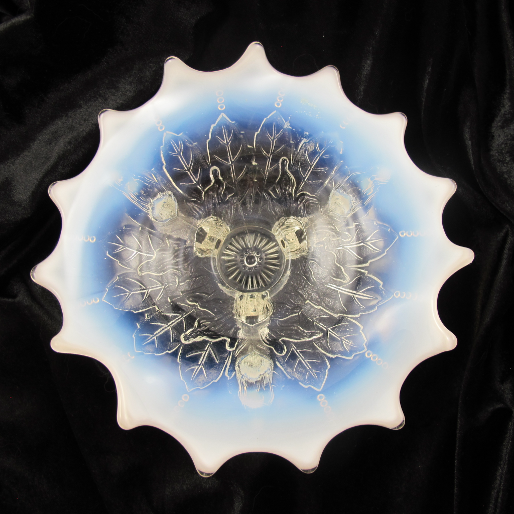 Antique Northwood White Opal Leaf & Beads Opalescent Glass Tri-corner ...