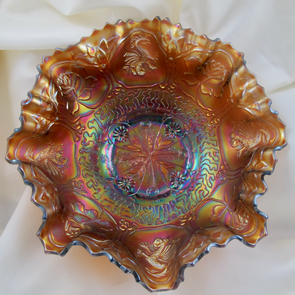 Antique Fenton Dragon & Lotus Amethyst Carnival Glass 3n1 Bowl ...