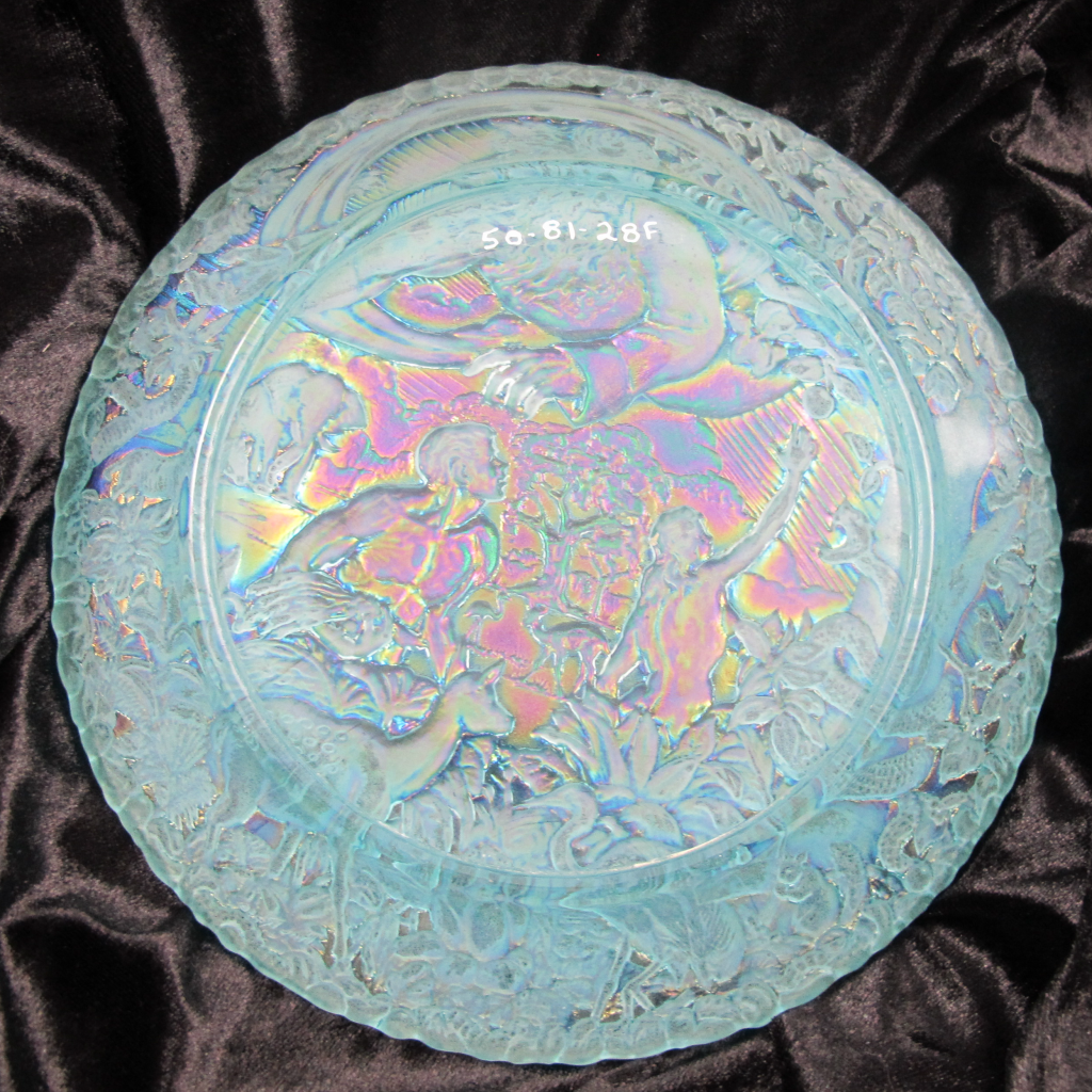 Fenton Garden of Eden Ice Blue Carnival Glass Plate - Fenton Museum ...