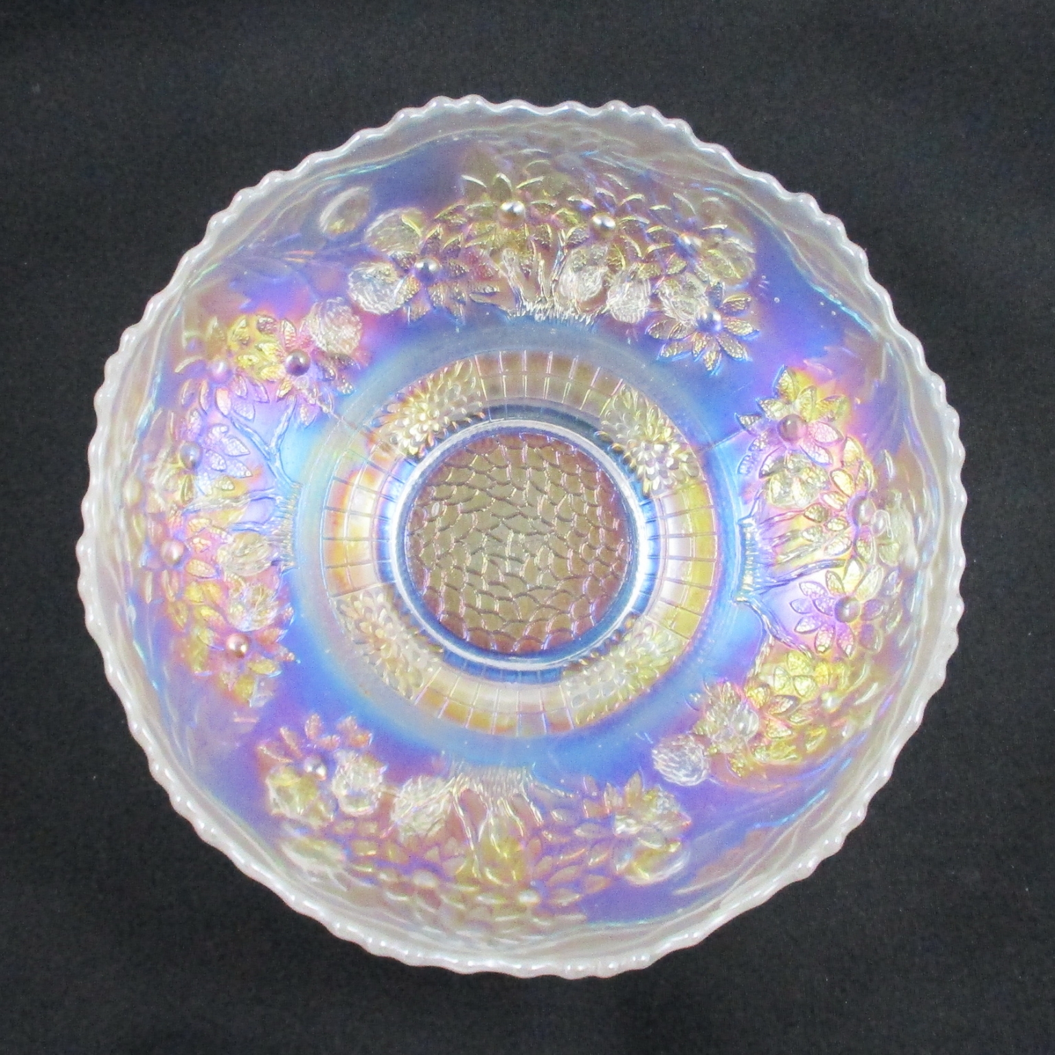 Antique Fenton White Orange Tree Carnival Glass Ice Cream Bowl ...