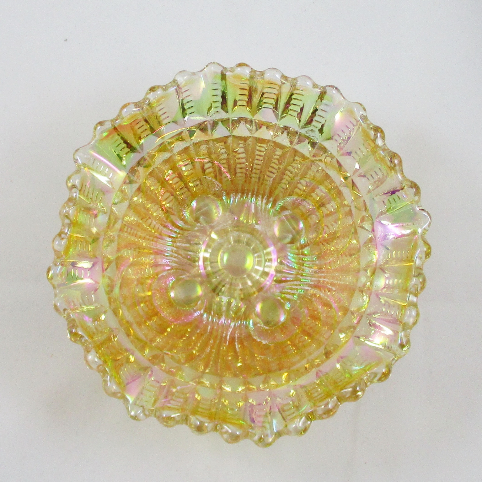 Antique Imperial Pastel Marigold Scroll Embossed Carnival Glass Small ...