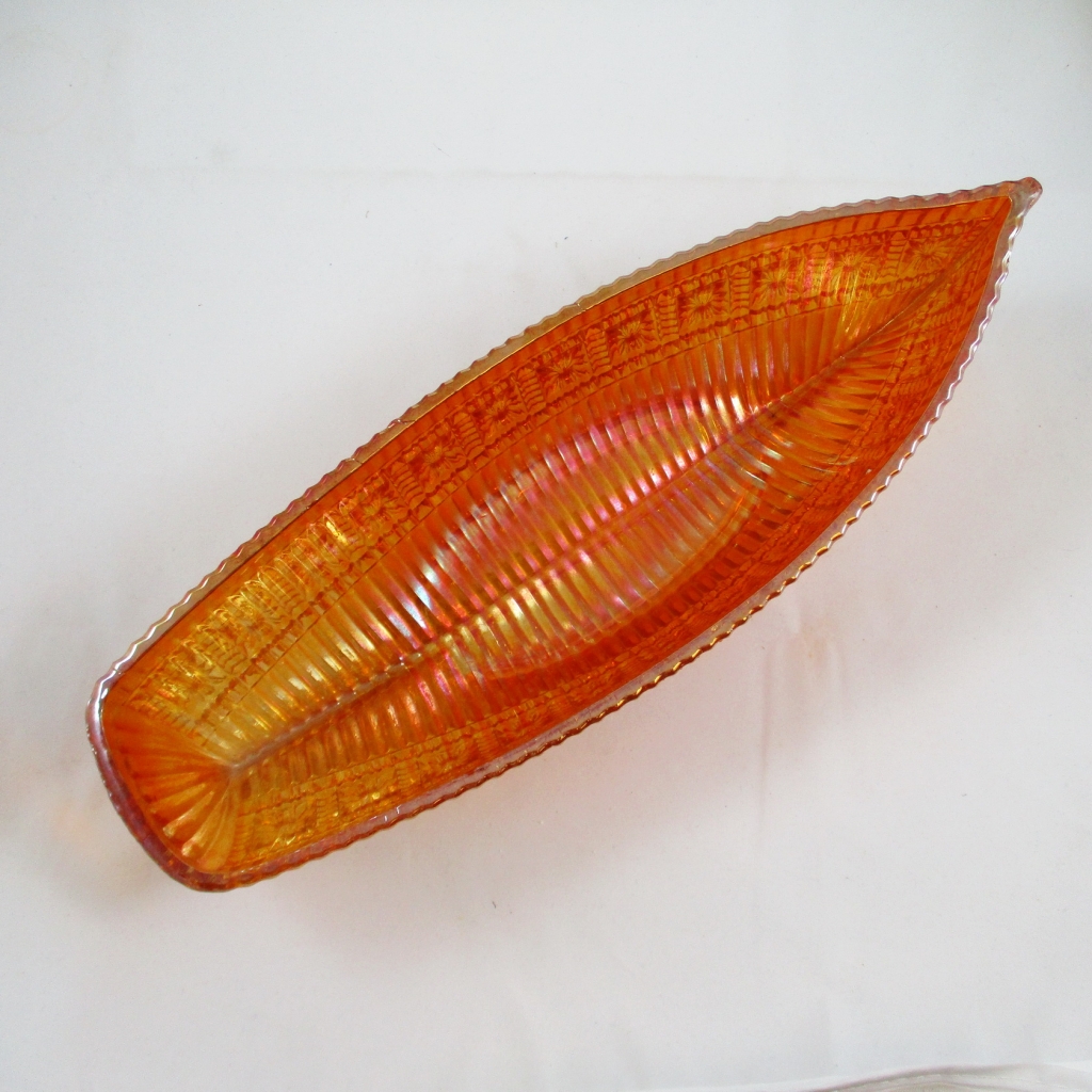 Antique Sowerby Marigold Daisy Block Carnival Glass Rowboat – Carnival ...