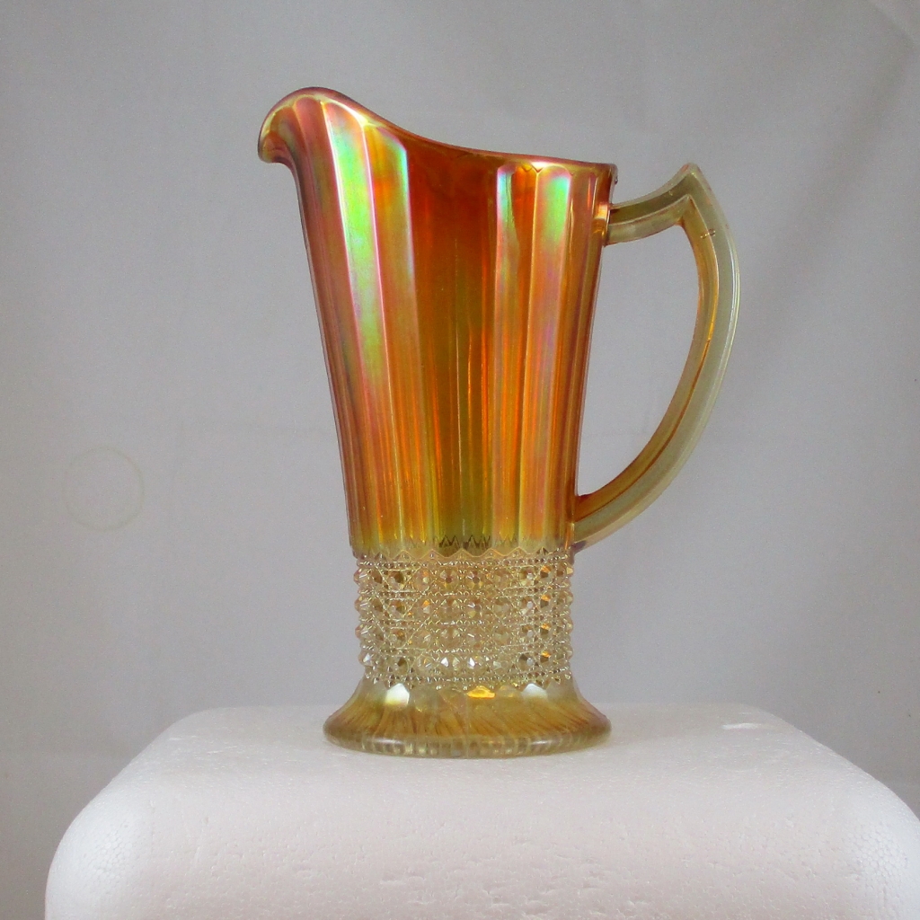 Antique Imperial Marigold Flute & Cane Carnival Glass Pitcher ...