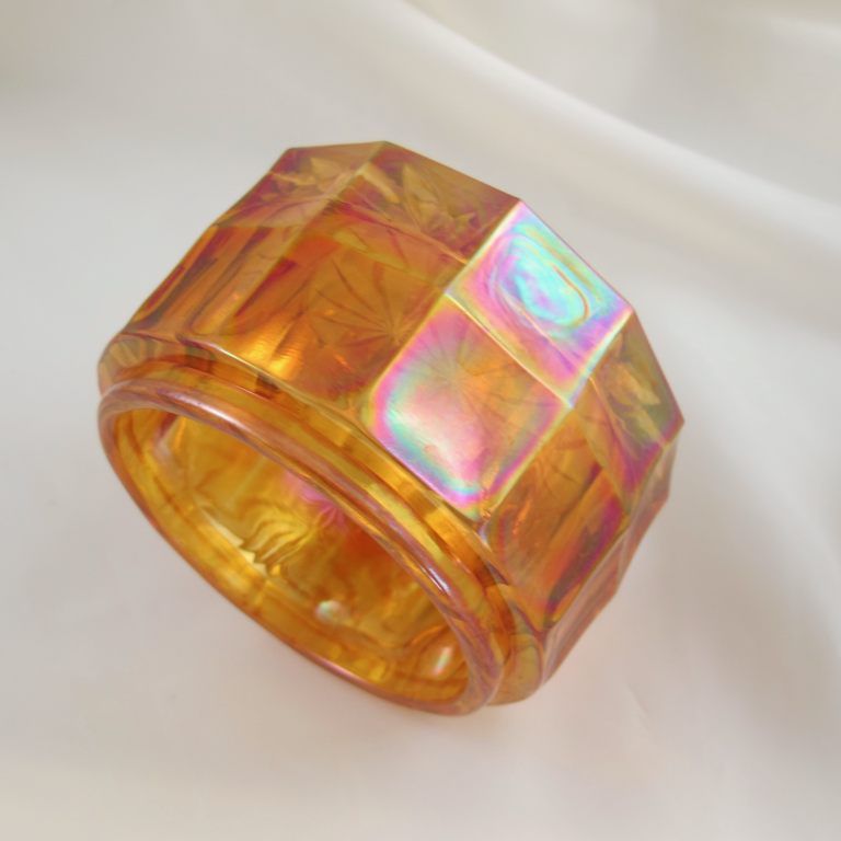 Antique Inwald Marigold Jacobean Ranger Carnival Glass Powder Jar ...