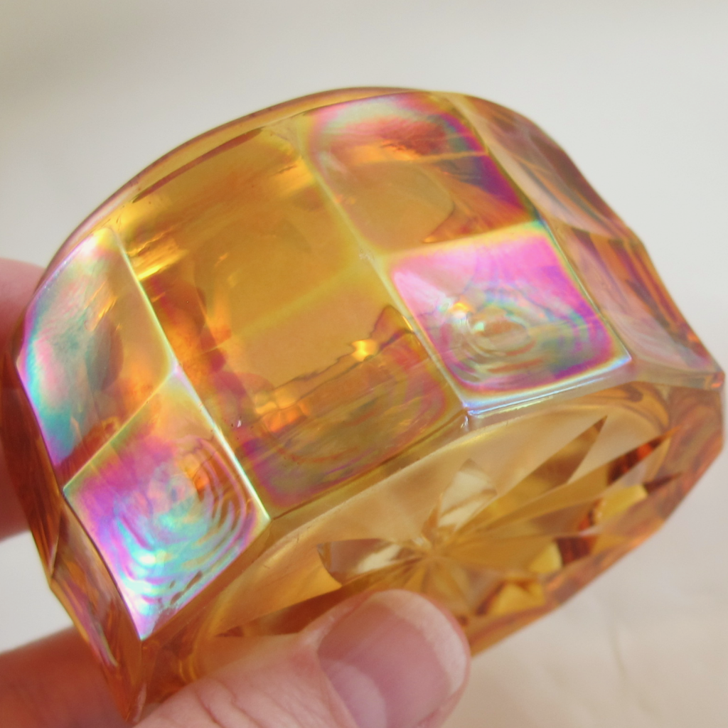 Antique Inwald Marigold Jacobean Ranger Carnival Glass Powder Jar ...
