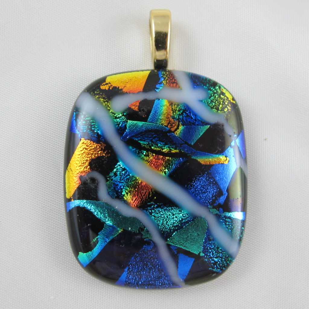 Handcrafted Black Amethyst Dichroic Opal Art Glass Pendant – Carnival Glass