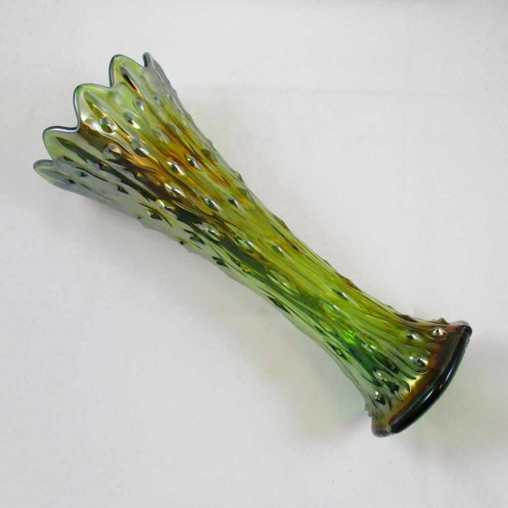 Antique Northwood Green Tree Trunk Carnival Glass Swung Vase – Carnival ...
