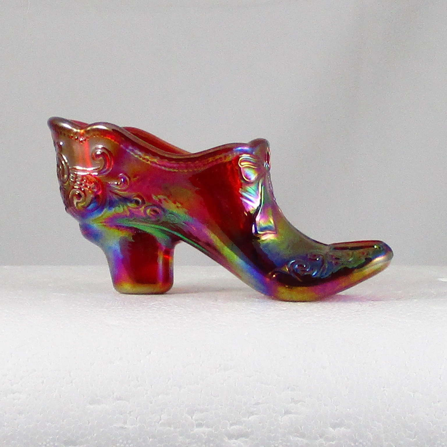Mosser Red Bow Slipper Carnival Glass ICGA Shoe – Carnival Glass