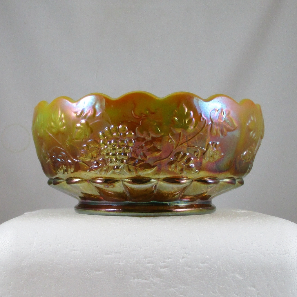 Mosser for Levay Aqua Opal Good Luck Carnival Glass Giant Rose Bowl ...