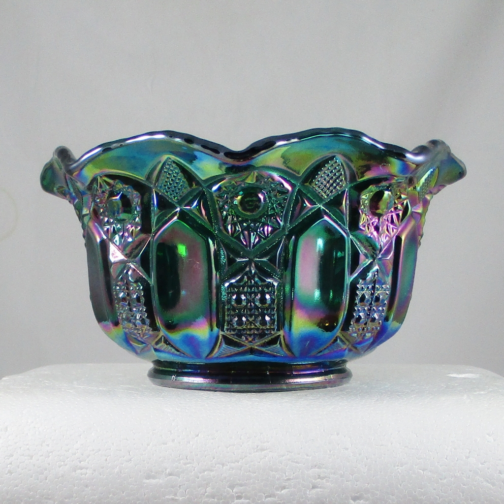 LE Smith Green Quintec Carnival Glass Bowl – Carnival Glass