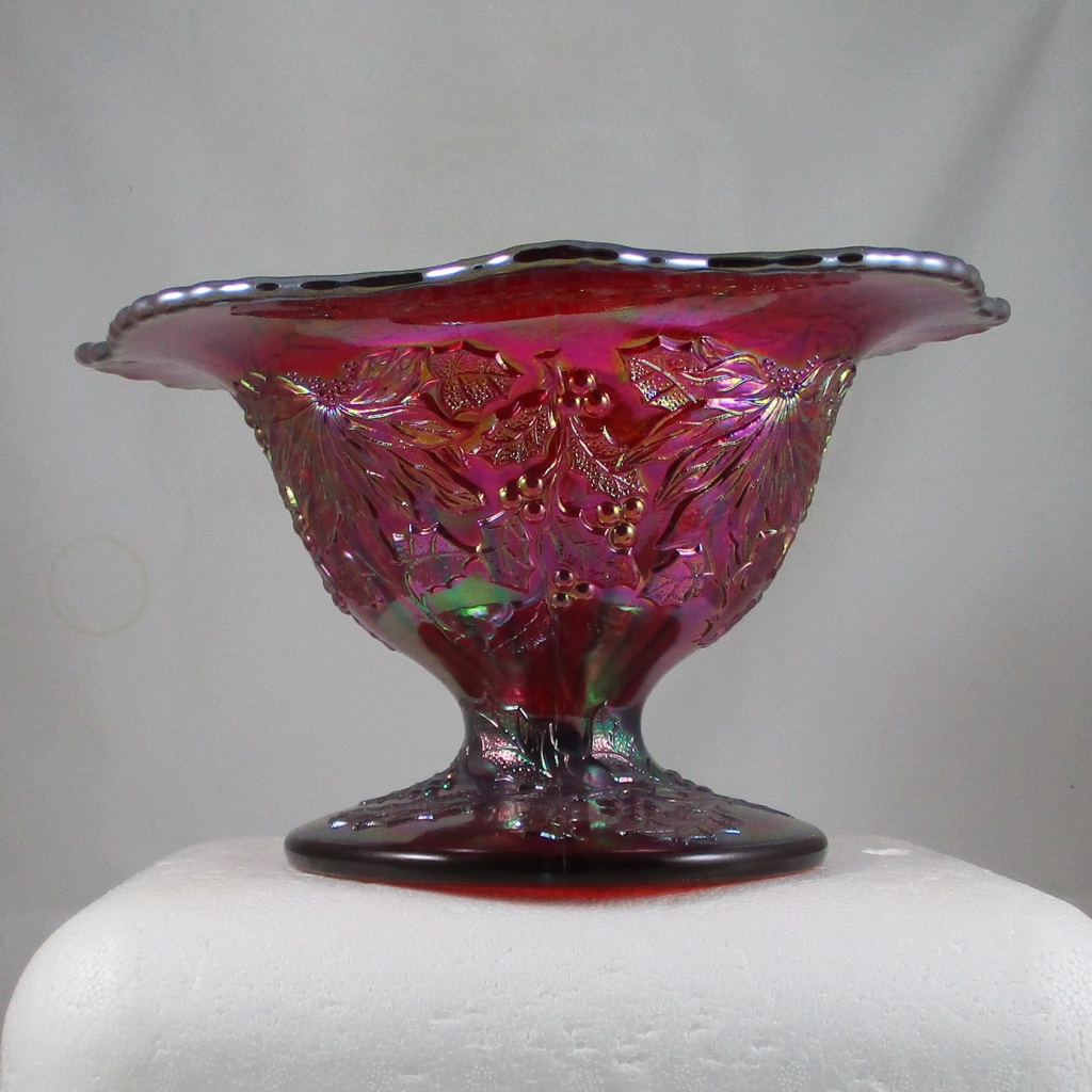 Fenton Ruby Red Christmas Carnival Glass Compote – Carnival Glass