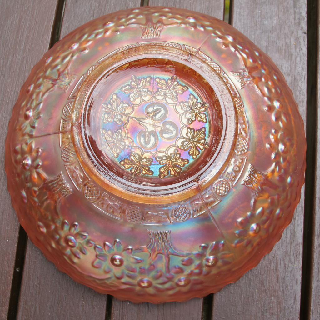 Antique Fenton Cherry Chain Marigold Carnival Glass Sauce Berry Bowl ...