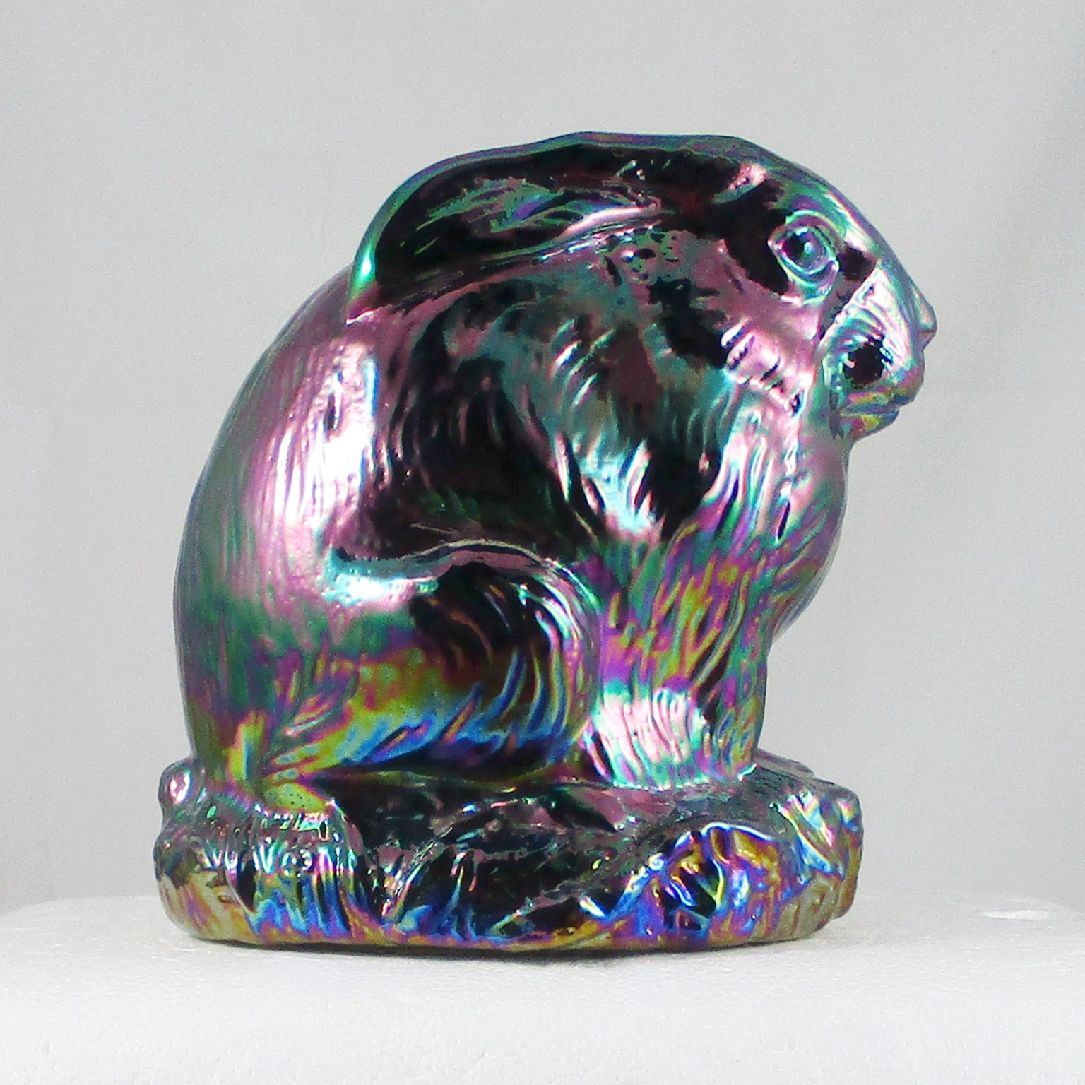 Fenton Amethyst Carnival Glass Rabbit #5174 CN Figurine / Paperweight ...
