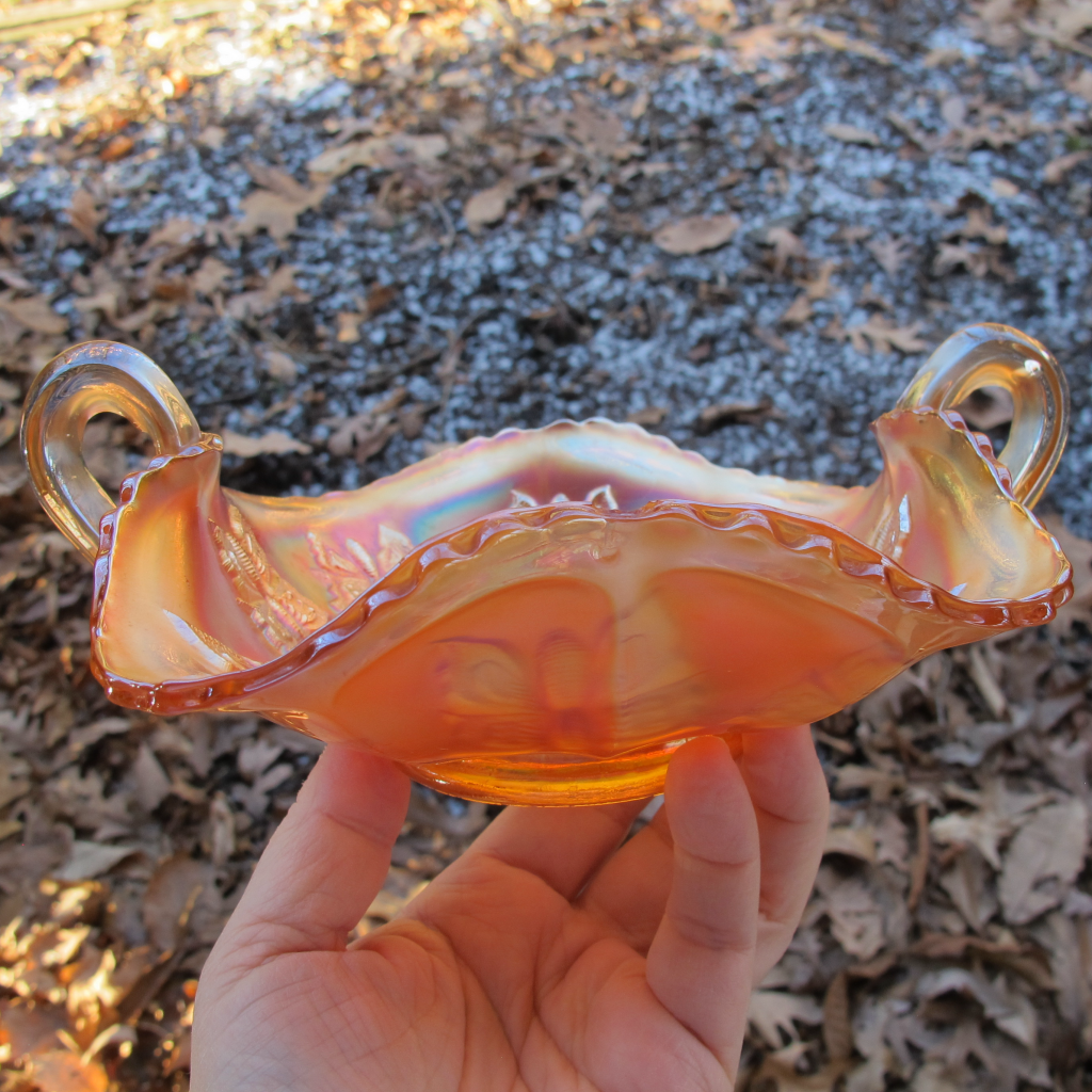 Antique Fenton Butterflies Marigold Carnival Glass Bon Bon – Carnival Glass