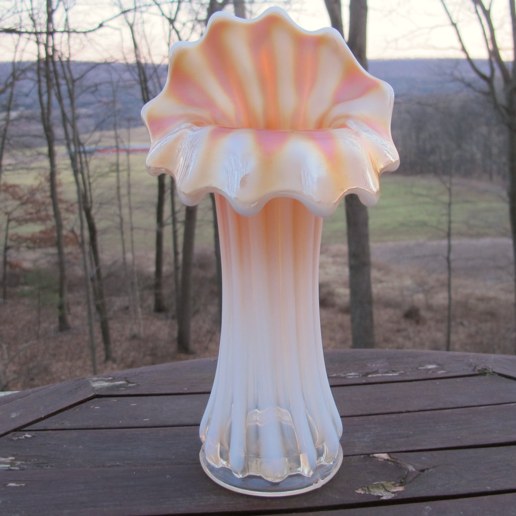 Antique Westmoreland Peach Opal Corinth Carnival Glass JIP Vase ...