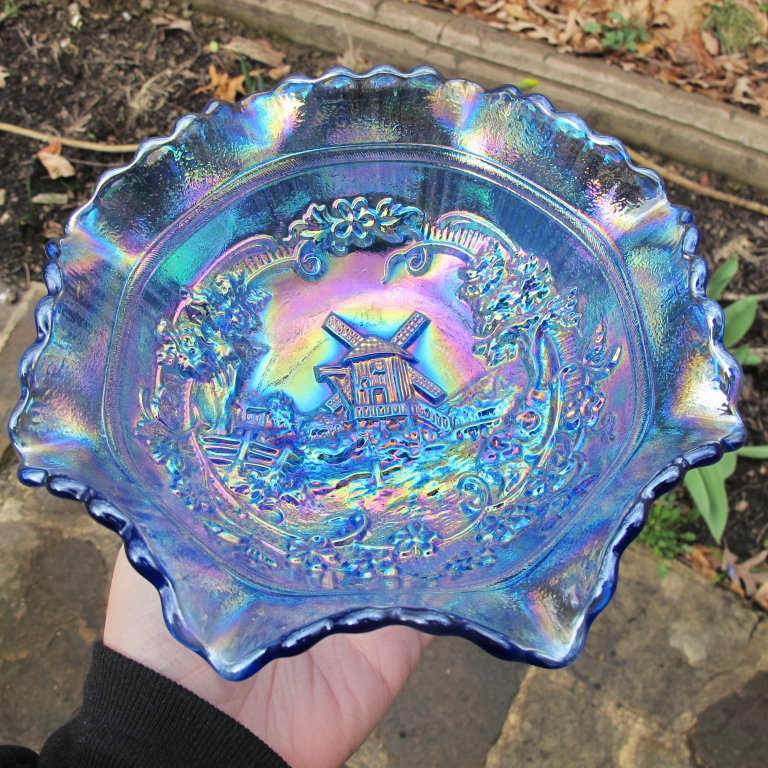 Summit Light Blue Windmill Carnival Glass Bowl – Carnival Glass