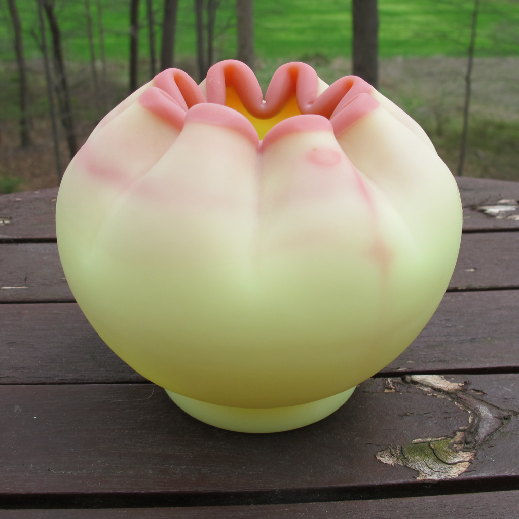 Fenton Burmese Crimped Art Glass Rose Bowl Tight Top Blank – Carnival Glass