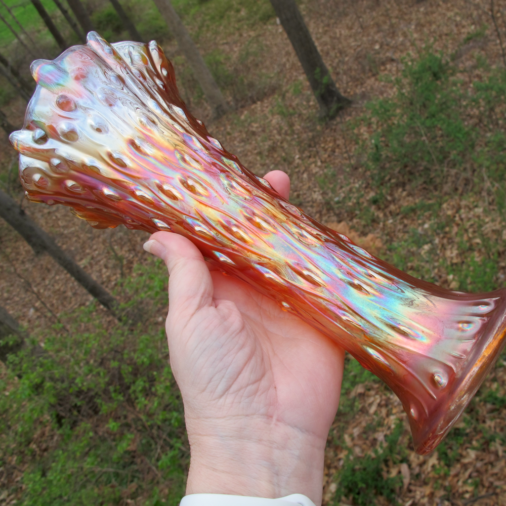 Antique Northwood Marigold Tree Trunk Carnival Glass Vase – Carnival Glass