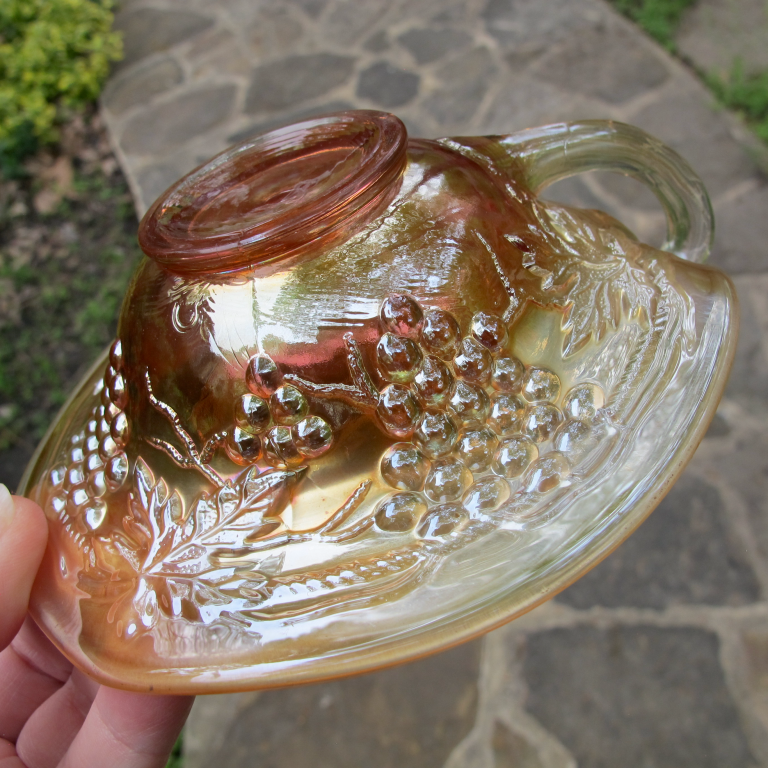 Antique Northwood Grape & Cable Marigold Carnival Glass Pin Dish Tray ...