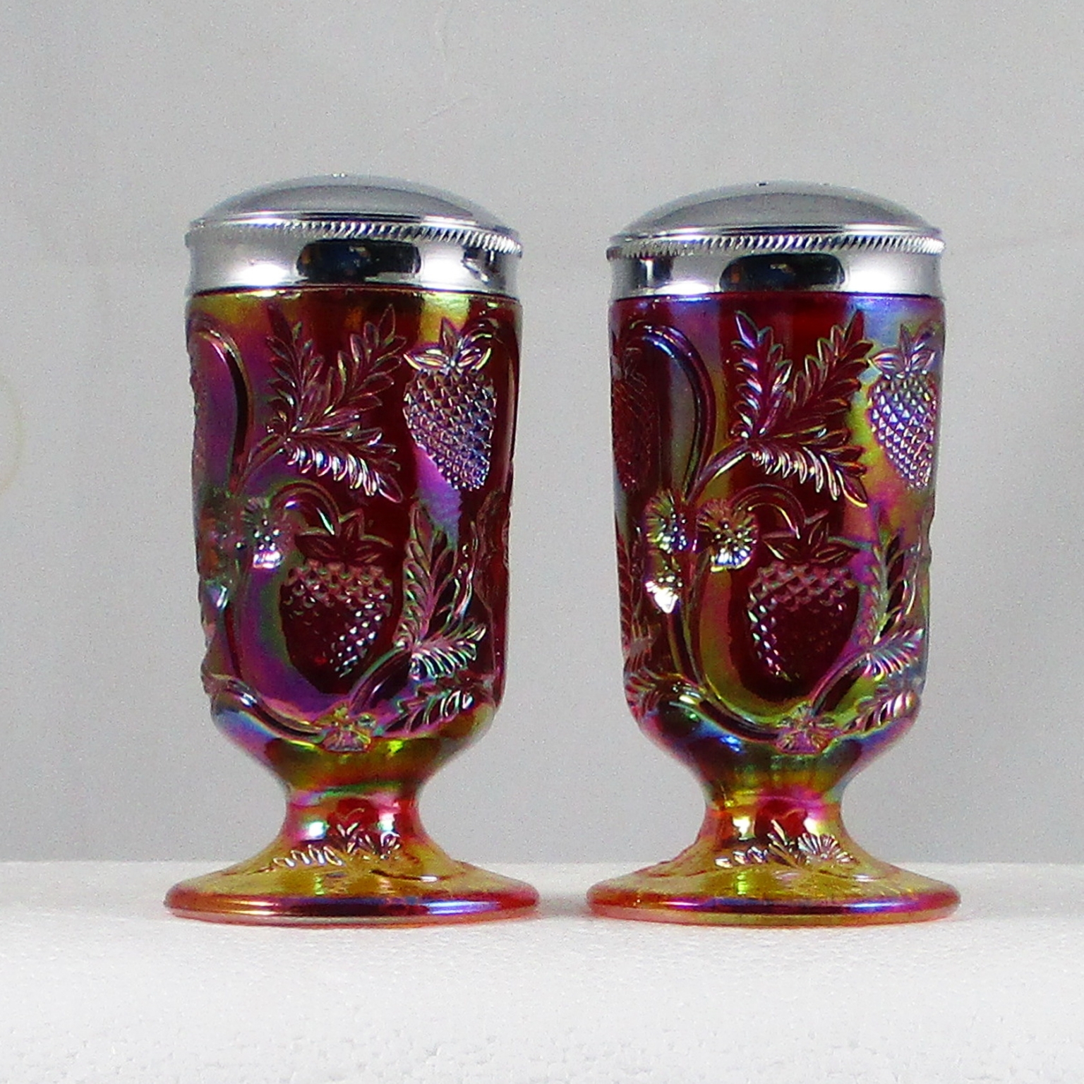 Fenton Red Inverted Strawberry Carnival Glass Salt & Pepper Set for ...