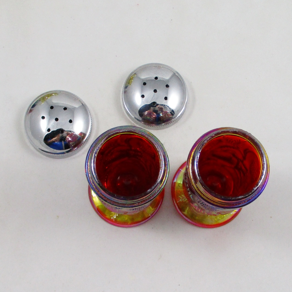 Fenton Red Inverted Strawberry Carnival Glass Salt & Pepper Set for ...