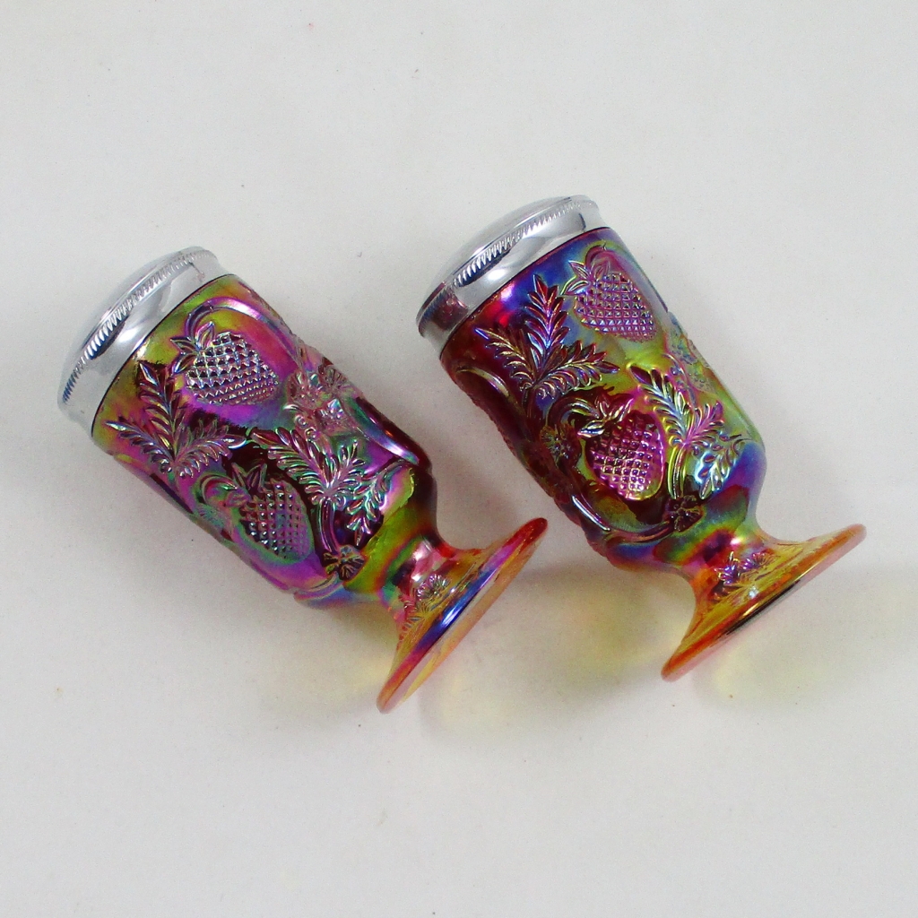 Fenton Red Inverted Strawberry Carnival Glass Salt & Pepper Set for ...