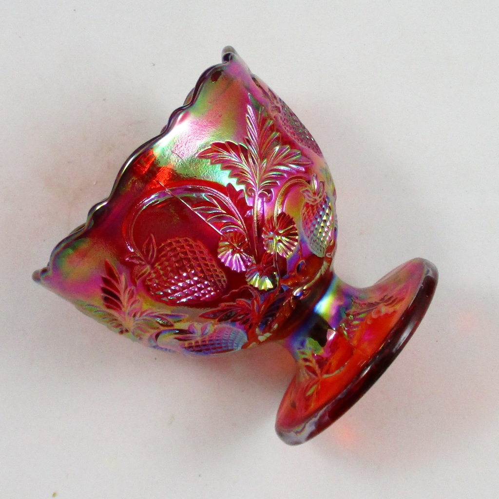 Fenton Red Inverted Strawberry Carnival Glass Cream & Sugar Set for ...