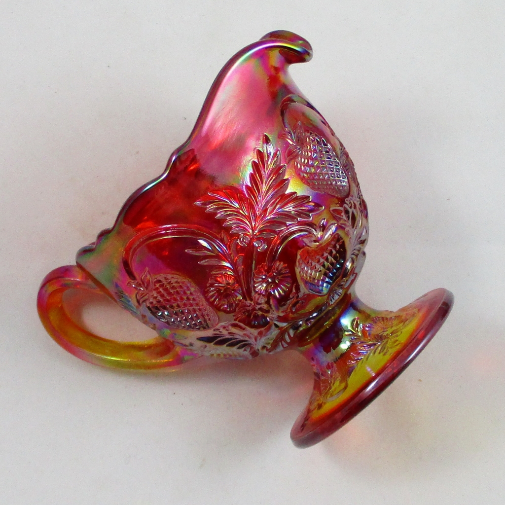 Fenton Red Inverted Strawberry Carnival Glass Cream & Sugar Set for ...